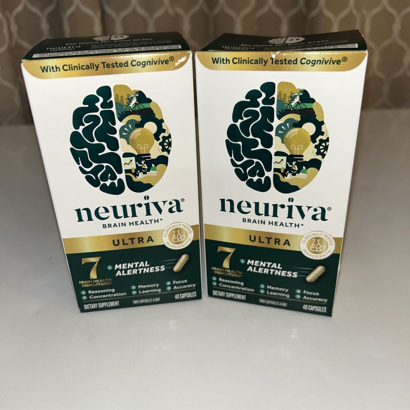 Lot of 2 Neuriva Ultra Brain Health Supplement 40 capsules exp: 08/2026 ...