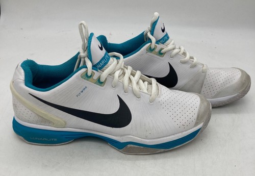 Nike LunarLite Vapor Tour Mens Tennis Shoes Size 10 White & Blue 385744 ...