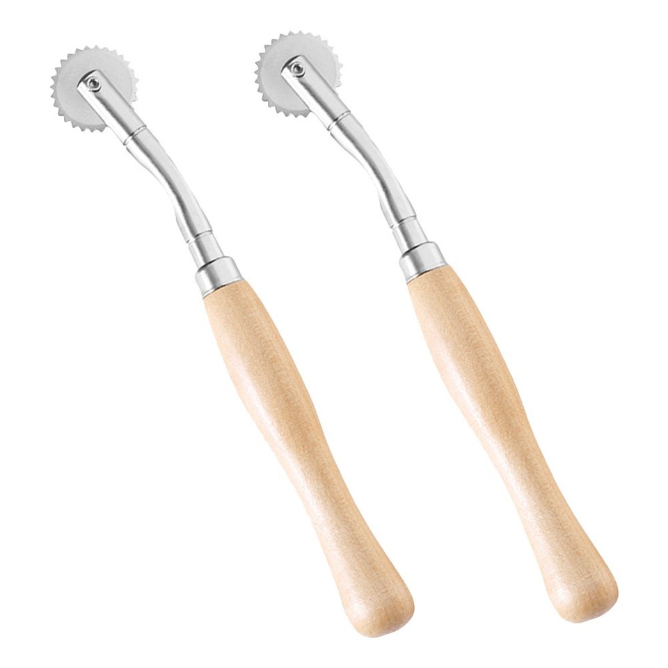 2 Pcs Wooden Handle Tailor Sewing Tools Round Delimit Scribe Steel Toothed Wheel | eBay UK