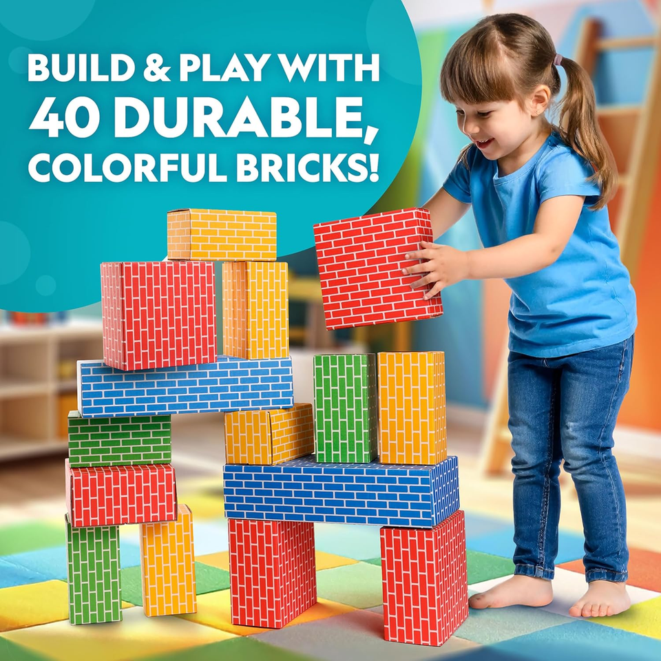 National Geographic Jumbo Cardboard Building Blocks 40 Heavy-Duty ...