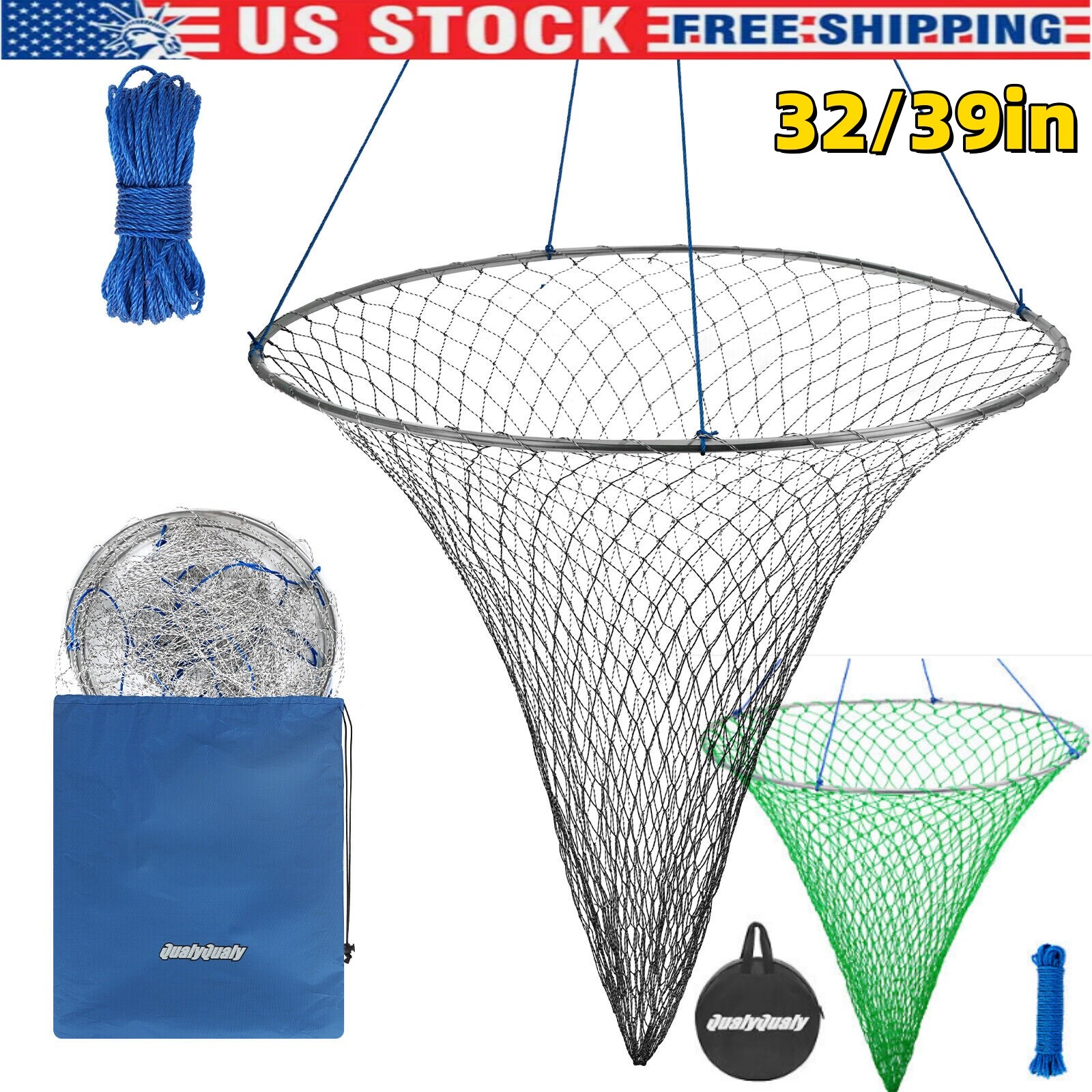Foldable Drop and Pier Fishing Net Portable Bridge Net Steel Hoop and ...