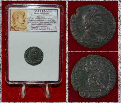Ancient Roman Empire Coin VALENS Victory Advancing With Wreath Cyzicus ...