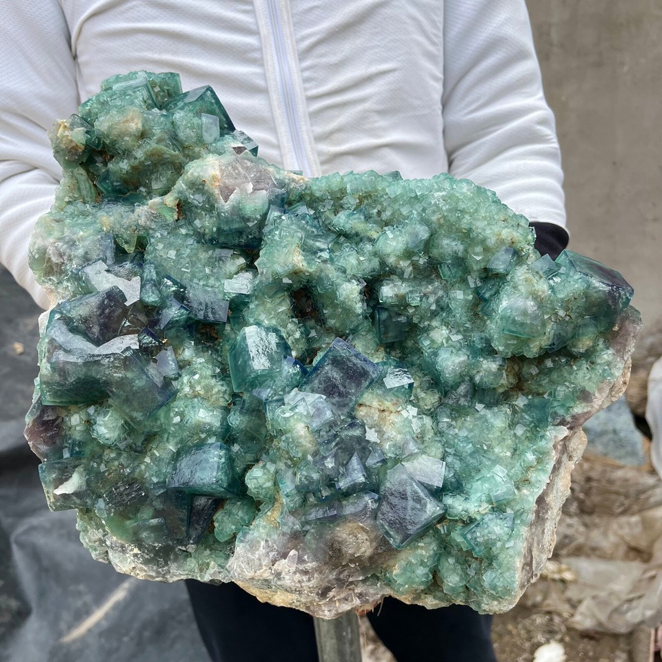 46lb Large Natural green cubic fluorite quartz crystal cluster mineral ...