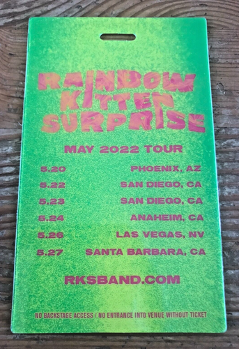 Rainbow Kitten Surprise VIP Pass May 2022 Tour Souvenir Collectible ...