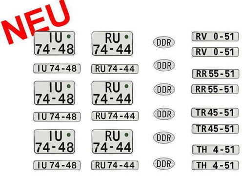 DDR Nummernschilder Kennzeichen Aufkleber-Set Decals Sticker 1:18 | eBay