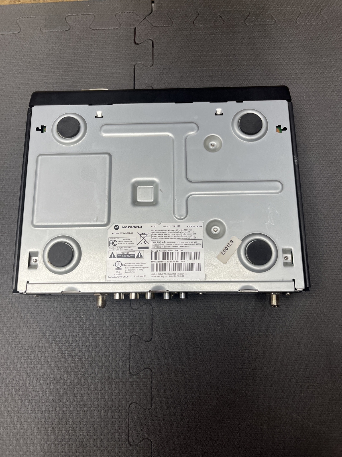 AT&T U-VERSE MOTOROLA VIP2250 DVR Cable Box Receiver-Power Cord-Remote ...