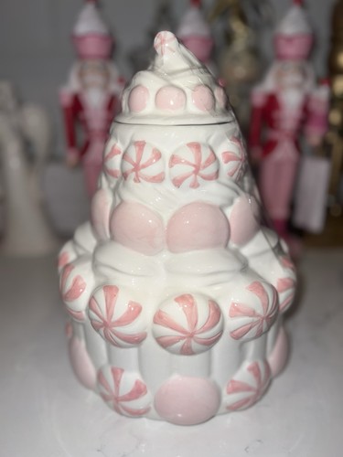 PEPPERMINT & PINE Meringue Frosting Canister Cookie Jar Pink Sugar ...