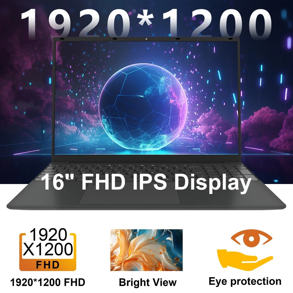 SANPTENT 16 inch Windows 11 Pro Laptop 16GB RAM 512GB SSD with 4 Core ...