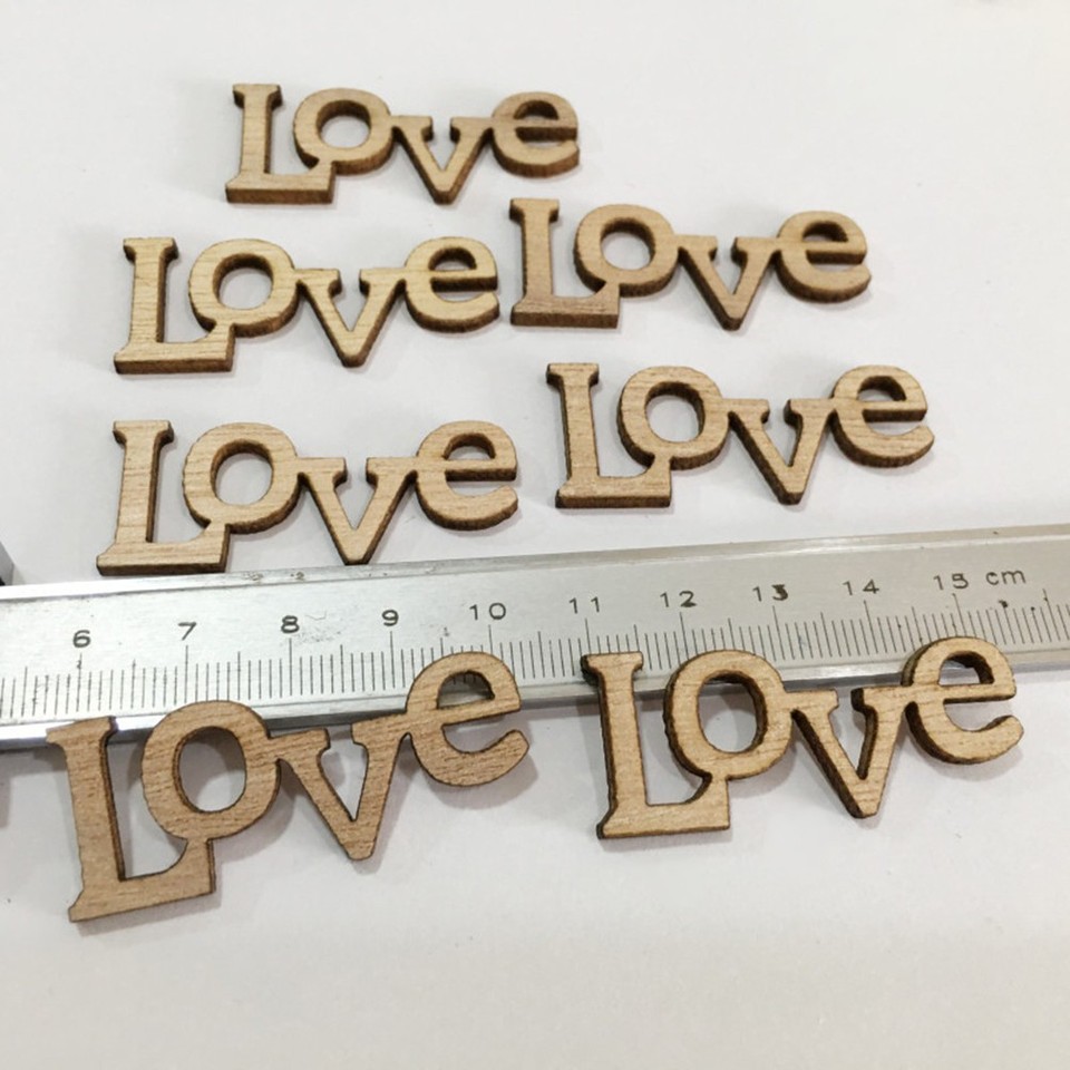 50pcs Hollow out Wooden Chips Love Letters Decorations DIY Handmade ...