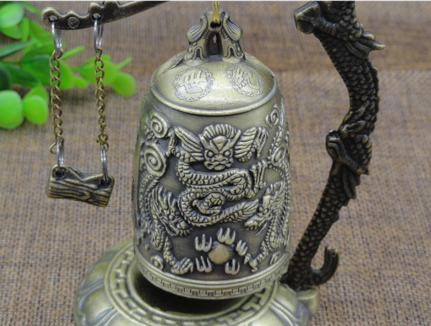 Zen Art Brass Feng Shui Desktop Dragon Windbell Table Gong Home Decor ...