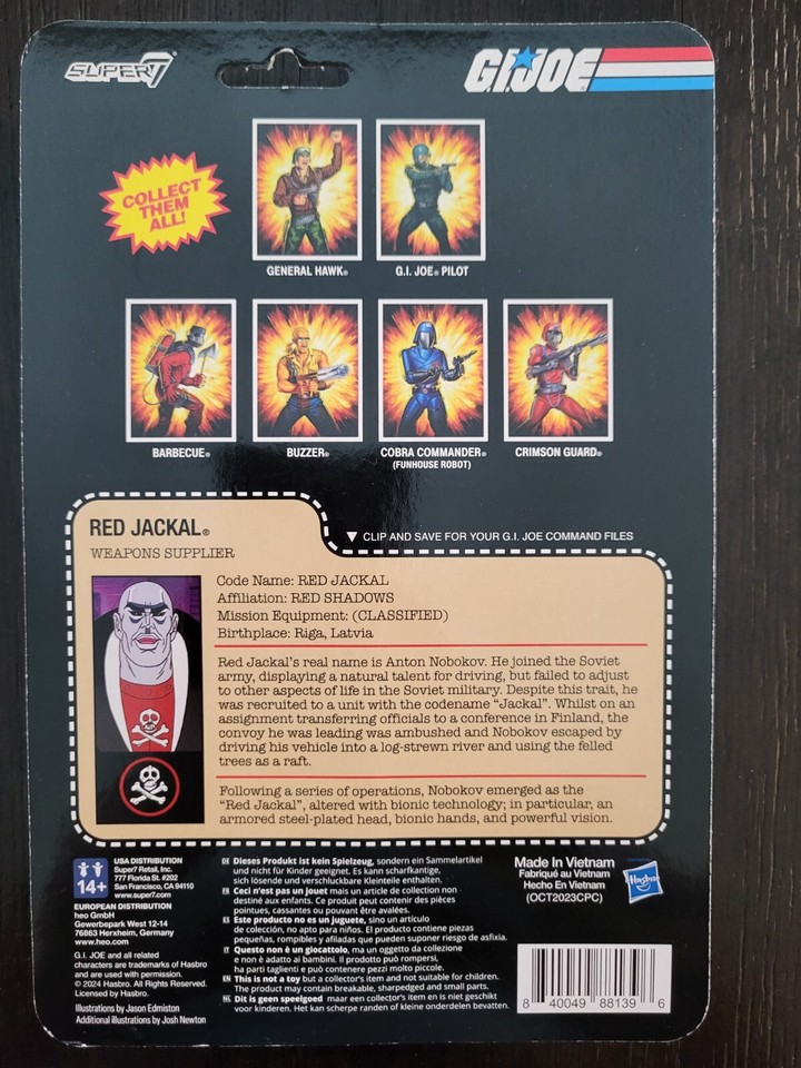 Red Jackal Weapons Supplier 2023 3.75" Scale GI JOE COBRA ReAction ...