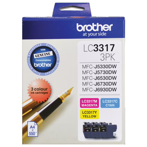 Brother LC3317 Value 3 Pack Cyan Magenta Yellow Ink Cartridge LC-3317 ...