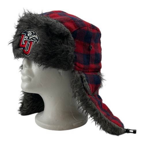 Liberty University LU Flames Buffalo Plaid Trapper Hat Red Faux Fur ...