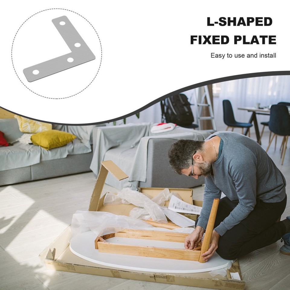 10pcs L-Shape 60mm*60mm Steel Corner Angle Brackets Brace Fixed Plate ...