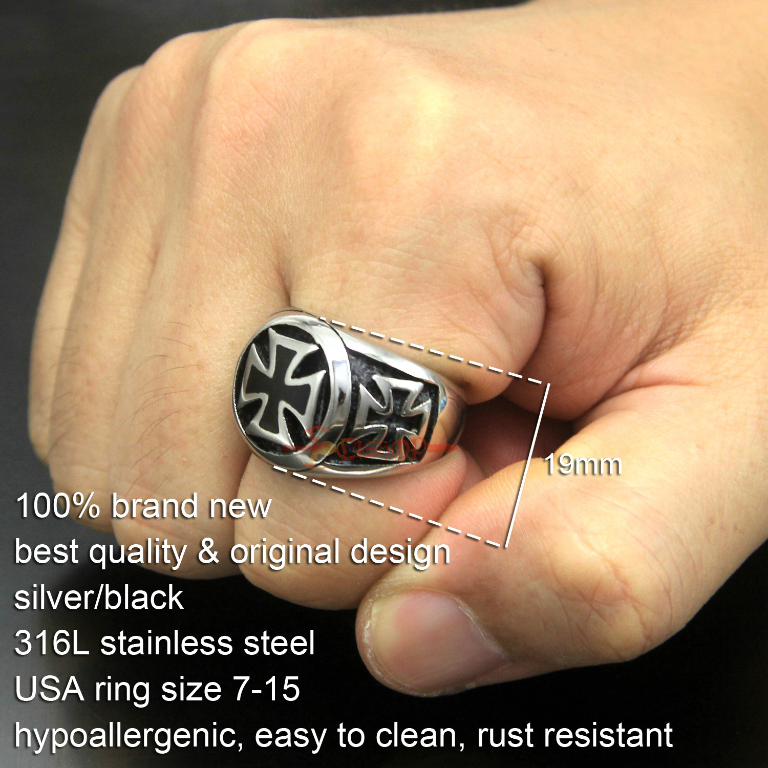 Men's Knight Templar German Iron Cross Pattee Patty Biker Stainless ...