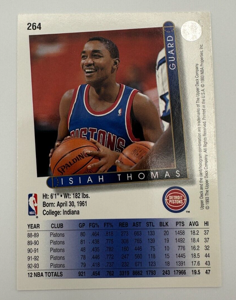Isiah Thomas - Pistons - 93-94 Upper Deck Card | eBay