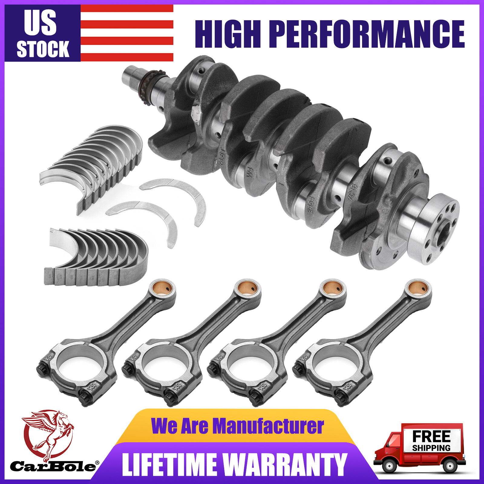 Engine Crankshaft Assy &Con Rods & Main Bearings Kit For Hyundai Kia 1 ...