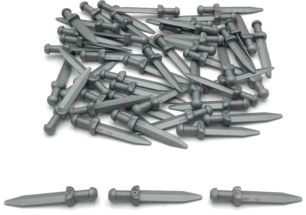 Lego 50 New Flat Silver Minifigure Weapon Swords Roman Gladius Thick ...