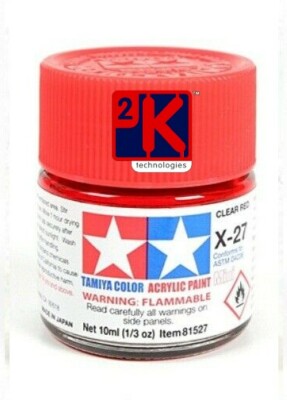 Tamiya 81527 - Acrylic Model Paint - X-27 Clear Red - 10ml Jar + Pod ...