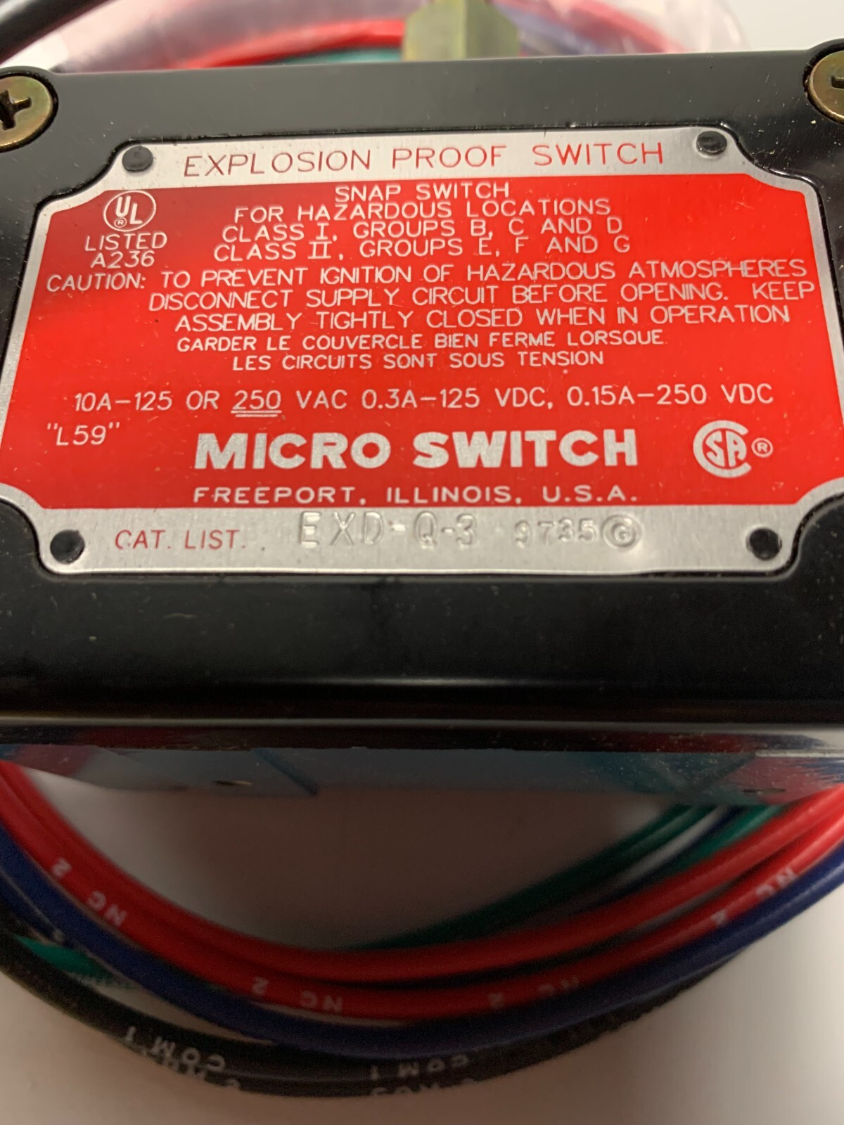 HONEYWELL EXD-Q-3 MICRO SWITCH EXPLOSION PROOF NEW IN BOX | eBay