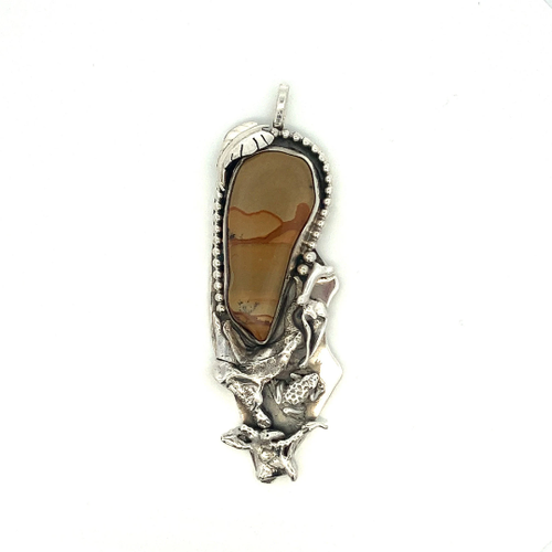 Sterling Silver Picture Jasper with Frog Navajo Crafted Large Free Form ...