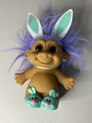Russ Vintage Easter Bunny Troll Doll Purple Hair Bunny Slippers Easter ...