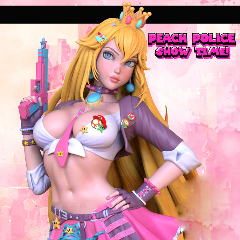 Peach Police Princess 3D Print Garage Kit Figure Model Kit Unpainted ...