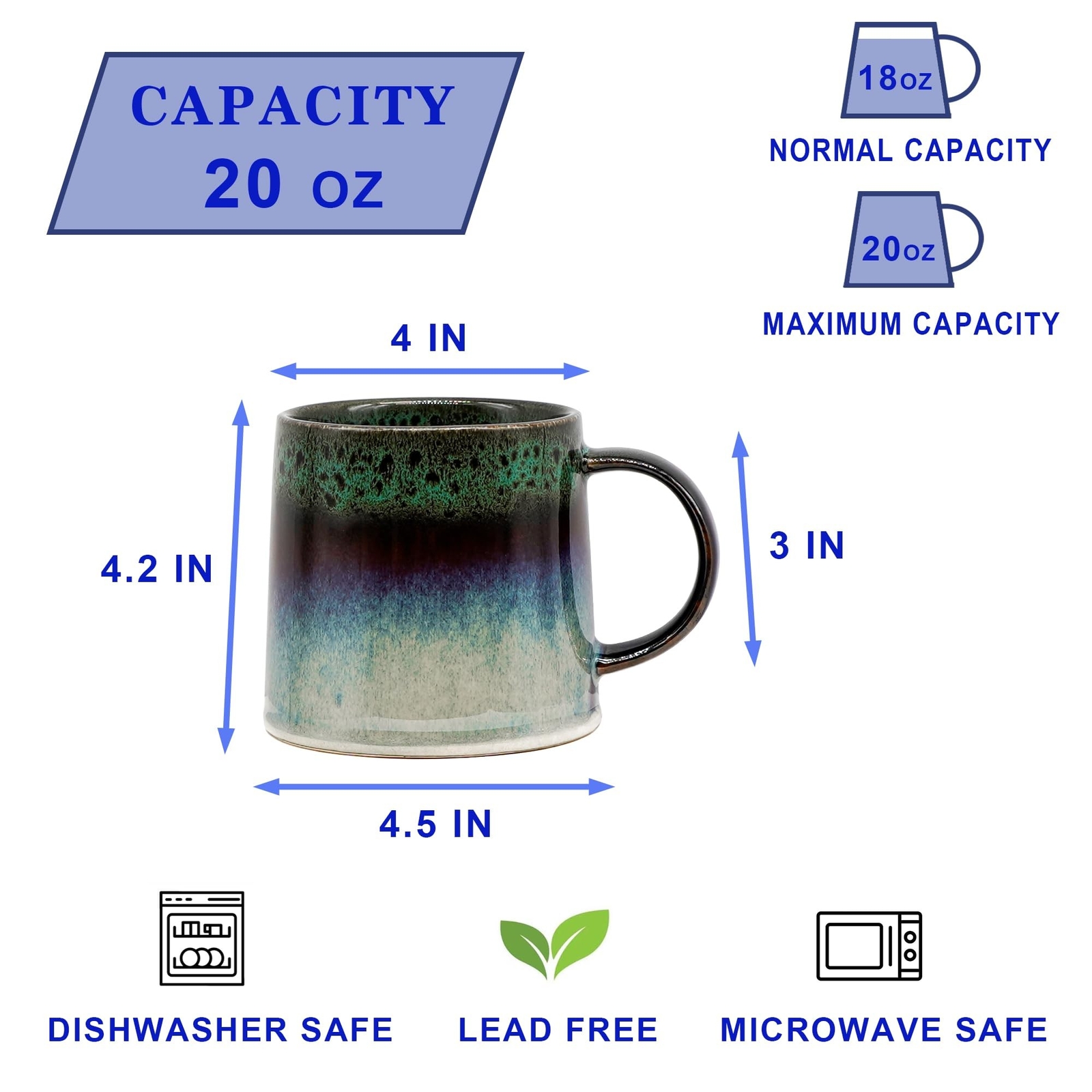 Large Ceramic Coffee Mugs, 20 oz Handmade Pottery Mug, Big Tea Cups ...