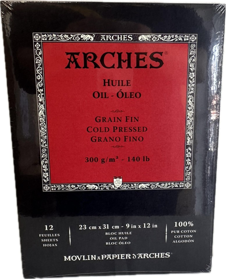 Arches Oil Pad Paper 9 in x 12 in 100% Cotton 12 Sheets (Sealed ...