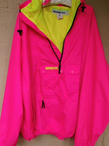 Men’s Vintage Obermeyer Caribou Anorak Jacket Neon Pink/Yellow Lining ...
