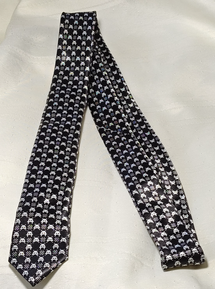Black Tie Geek ~ Skinny Black Tie ~ Arcade Game / Space Invaders ~ 58"L ...