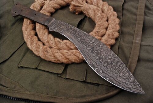 FULL TANG DAMASCUS STEEL HUNTING TRACKER SURVIVAL KUKRI BLANK BLADE ...