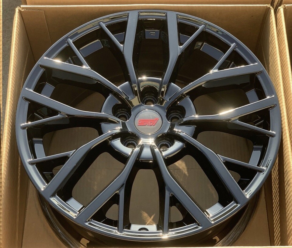19" Subaru STi STI WRX Gloss Black Wheels Rims Rines Stock Factory OEM ...