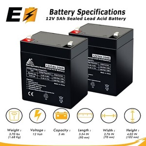 2 Pack - 12V 5Ah Scooter Battery Replaces 4.5Ah Enduring CB4.5-12, CB 4 ...