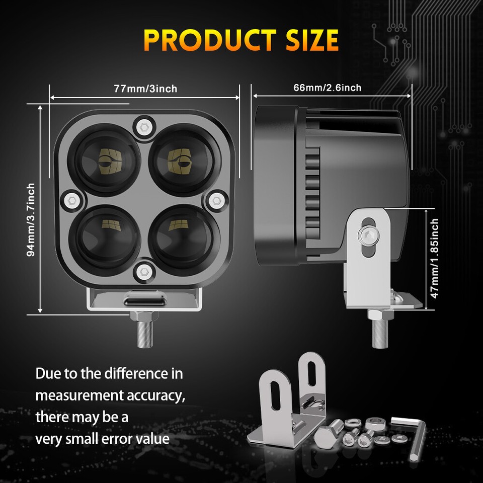 10x 3Inch 80W LED Cube Pods Amber Off Road Driving Light Spot Work ...