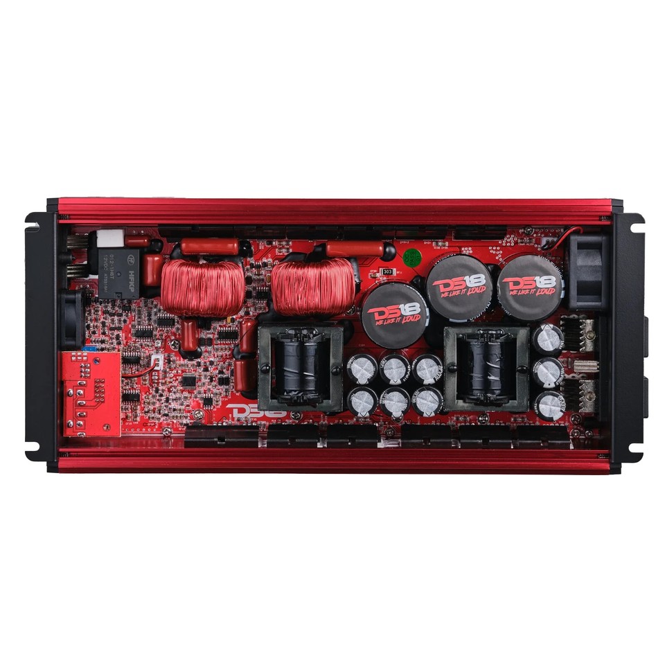 DS18 1-Channel Car Amplifier Full Range Class D 5000 Watt RMS Amp Red ...