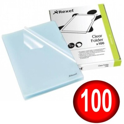 Rexel Cut Flush Folders A4 Clear Poly Pockets Files 85 micron 12215 ...