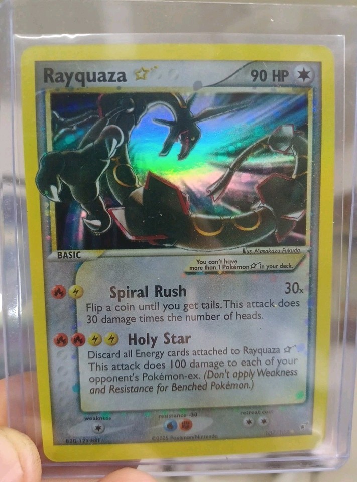 Affordable 2005 Pokémon Gold Star Rayquaza EX Deoxys Holo FAN ART #107 ...