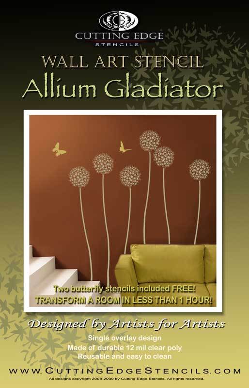 Allium Gladiator Flower Stencil - Reusable Stencils for DIY Wall Decor ...