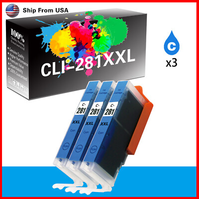 3PK CLI281 CLI281XXL Ink Cartridge for Pixma TR7500 TR8500 TR8600 ...