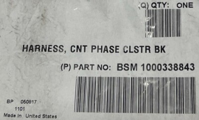 1000338843 BSM/1000338843 GENUINE BERGSTROM HARNESS, CNT PHASE CLSTR BK ...