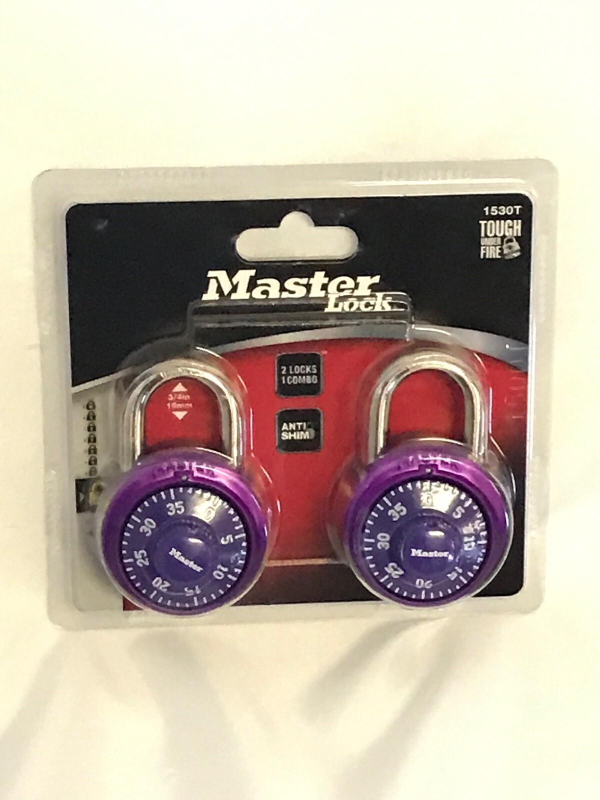 Master Lock, Combination Padlock, 2 Pack 1 Combo Anti-Shim, 3/4",(1530T ...