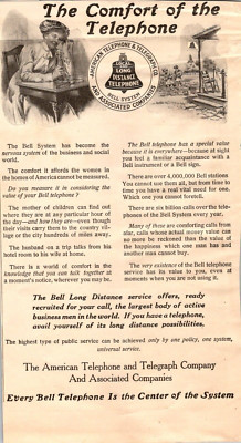 1909 AD Bell Telephone American The Comfort of the phone American ...