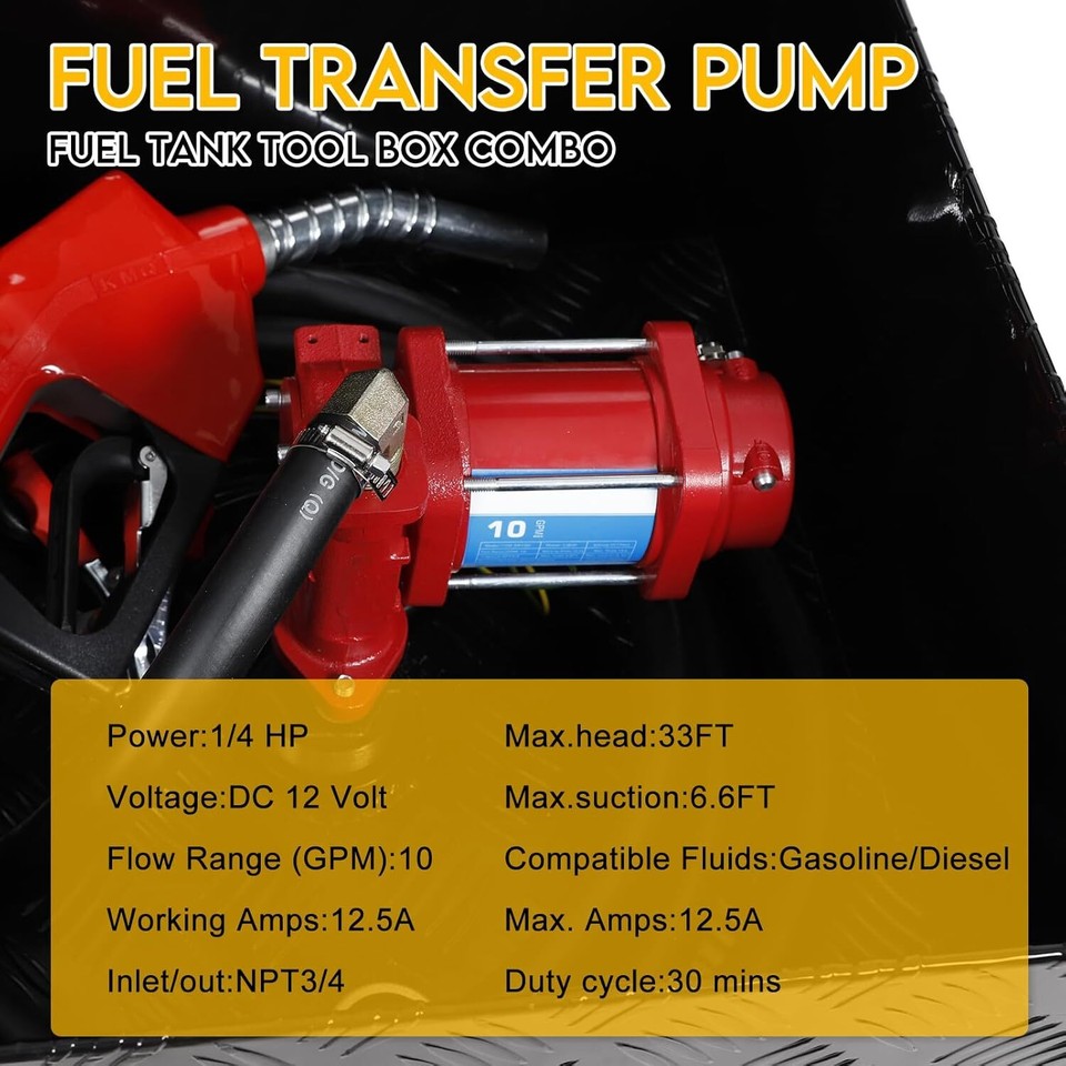 60-Gallon Fuel Tank Tool Box Combo Fuel Transfer Tank & Toolbox with 10 ...