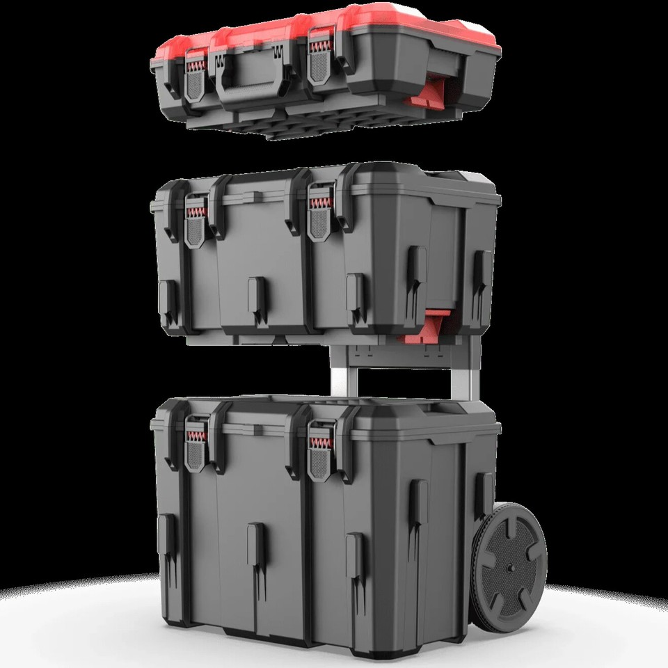 Hyper Tough Hyper Stack Heavy Duty 3 Piece Modular Rolling Toolbox ...