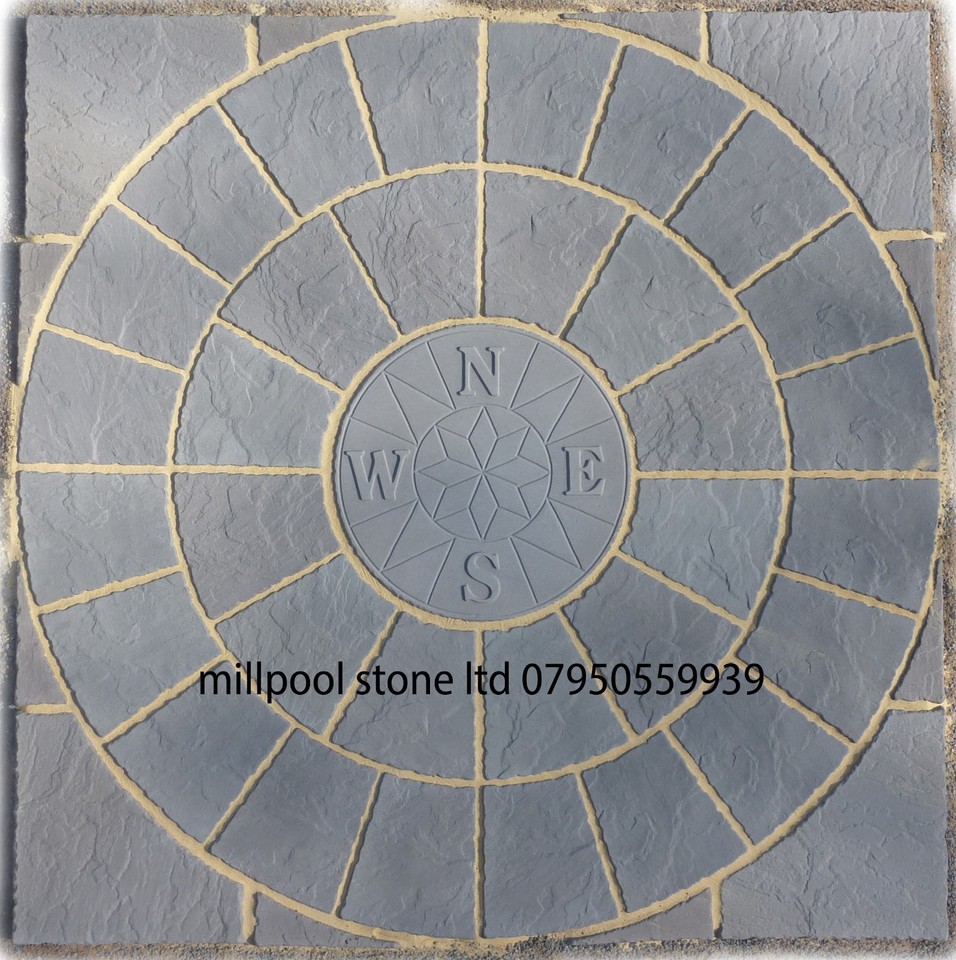 Charcoal Compass Rotunda Circle +sq off paving patio slabs [Delivery ...