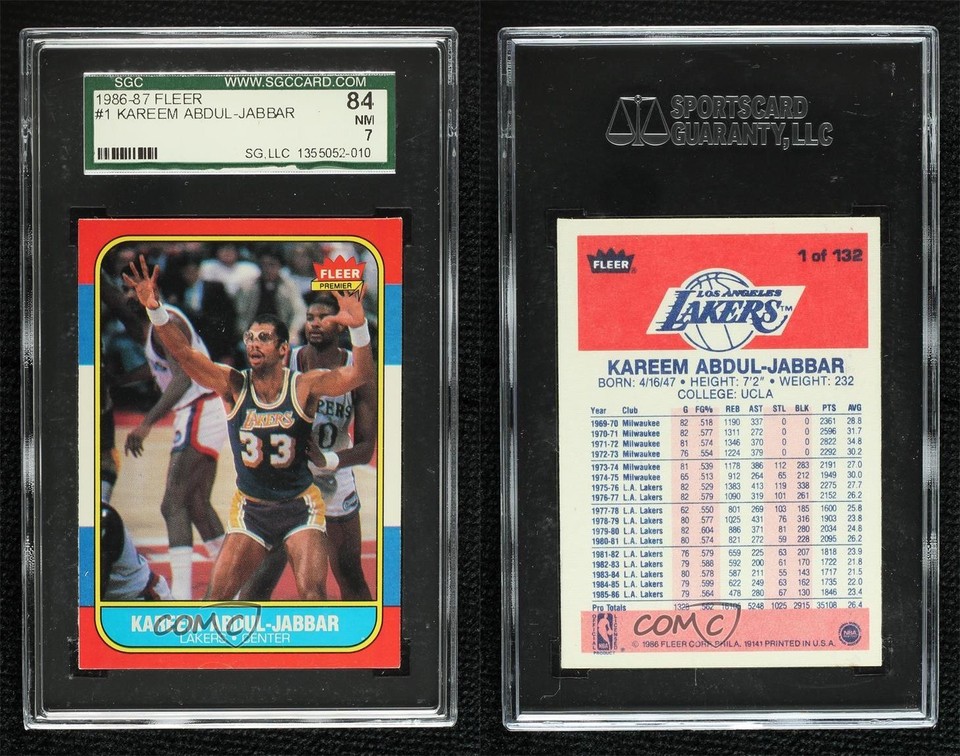 1986-87 Fleer Kareem Abdul-Jabbar #1 SGC 84 HOF s6i | eBay