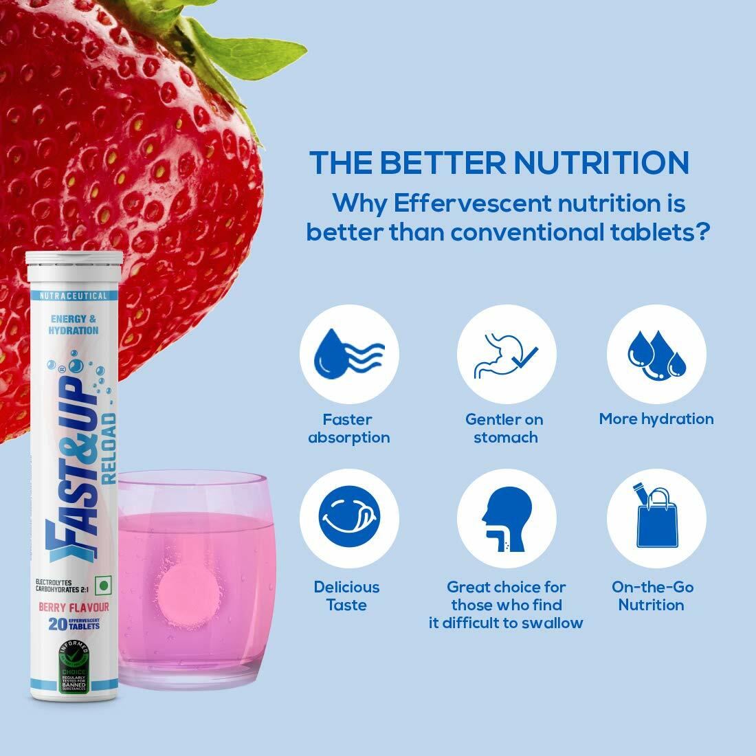 Fast&Up Reload electrolyte energy hydration drink 20 effervescent ...