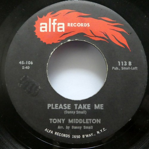 Tony Middleton 45 My Home Town / Veuillez Take Me Alfa The Willows VG+ ...