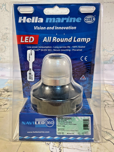 Hella Marine LED All Round Lamp (Green 2NM) Black Base, Surface Mount | eBay